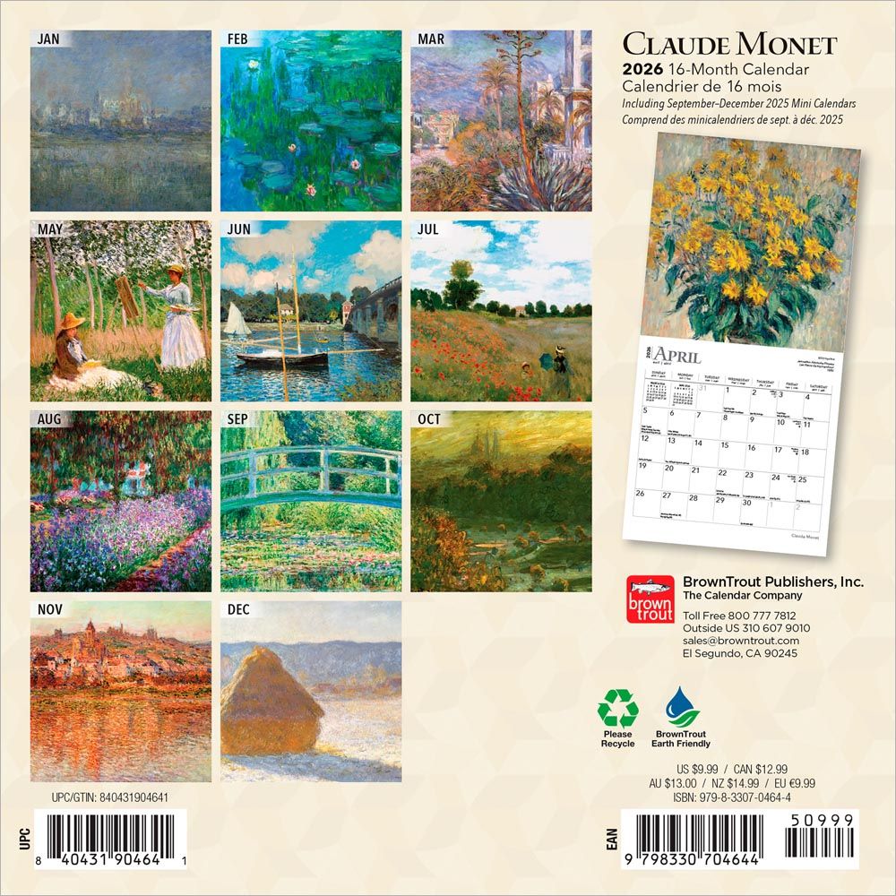 MONET, CLAUDE 2026 MINI 7X7 ENGLISH FRENCH - 151477 - De Museo